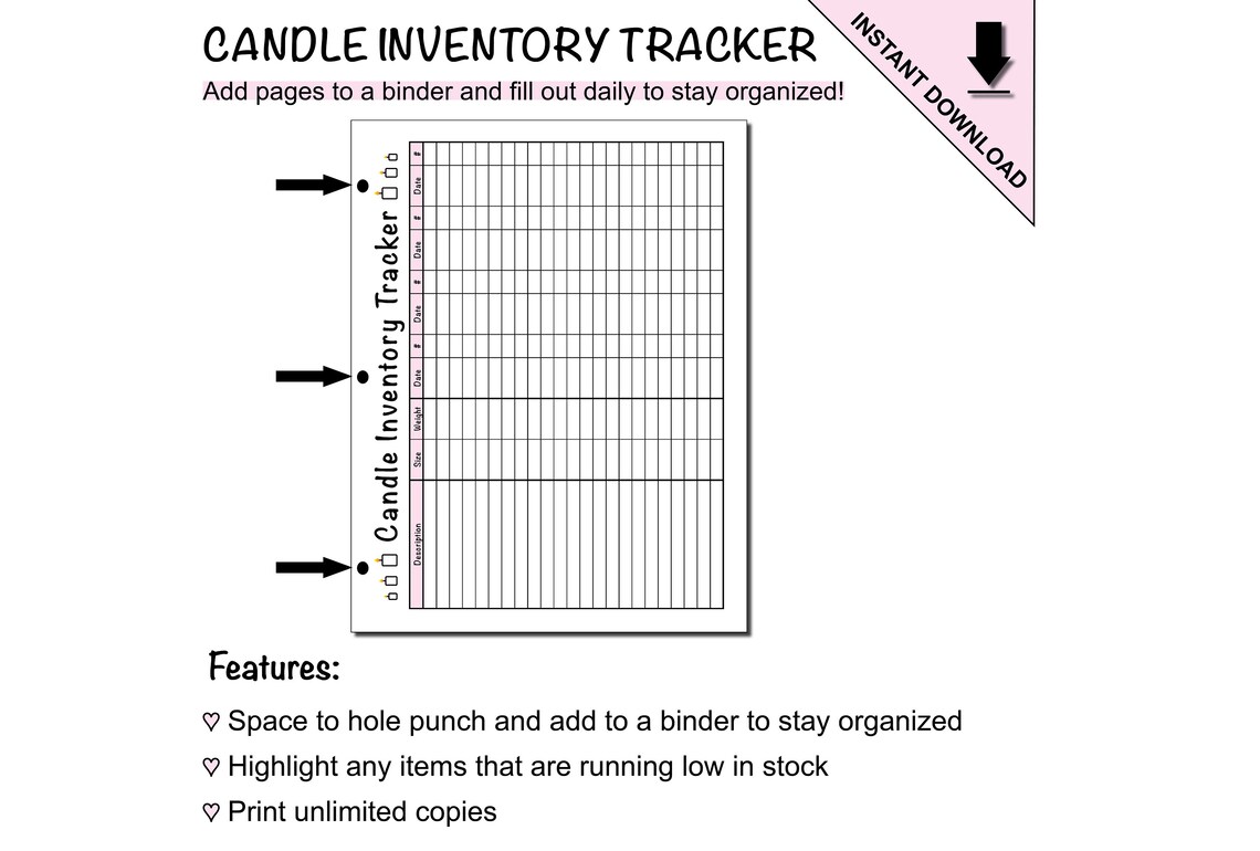 Printable Candle Inventory & Supplies Tracker for Small Candle ...