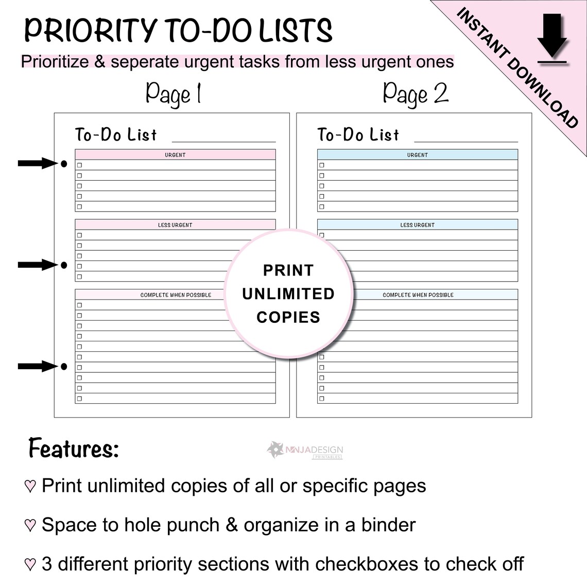 Printable Priority to Do List With Checkboxes | Etsy