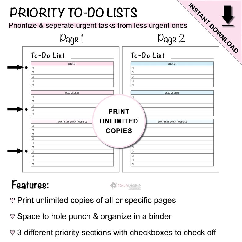 Printable Priority to Do List With Checkboxes | Etsy