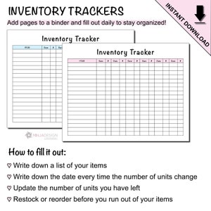 Printable Inventory Tracker Sheets for Business | Etsy
