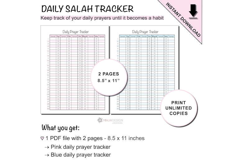 Printable Salah Prayer Tracker for Muslims | Ramadan Preparation ...