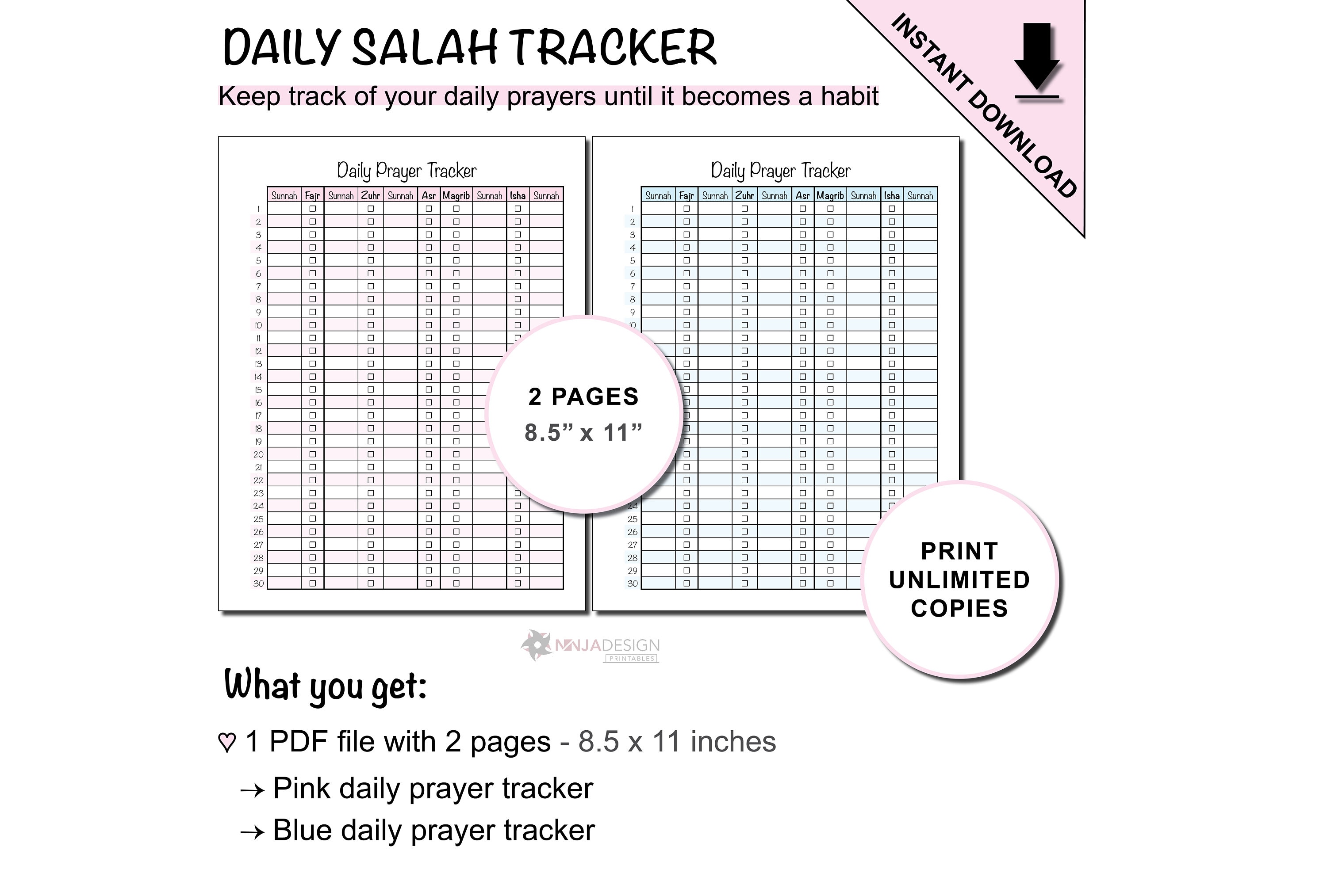 Printable Salah Prayer Tracker for Muslims | Ramadan Preparation ...