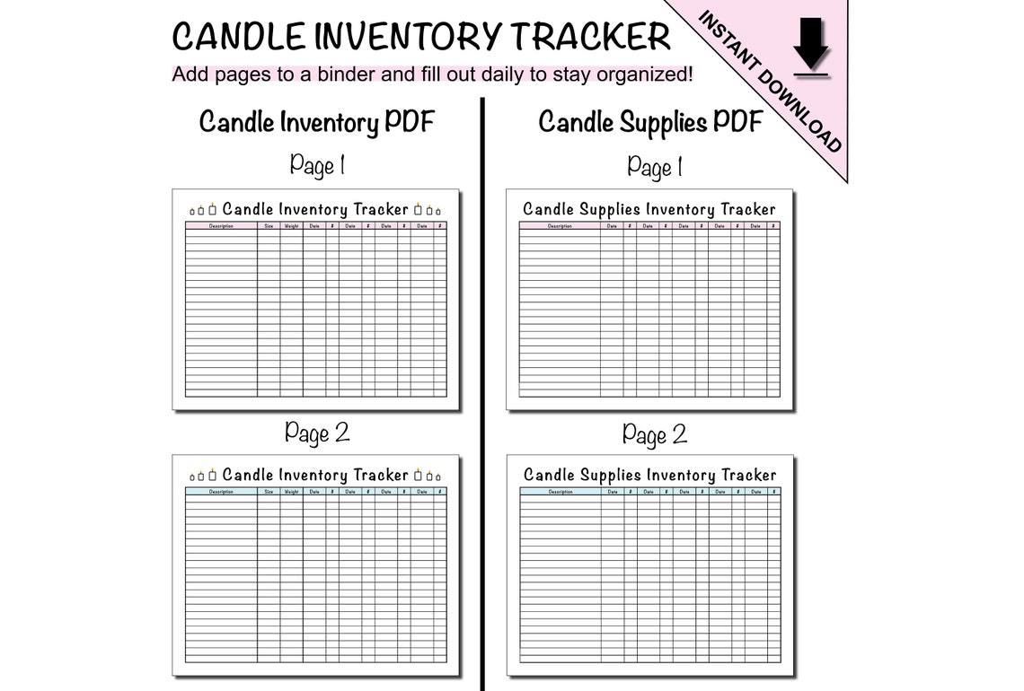 Printable Candle Inventory & Supplies Tracker for Small Candle ...