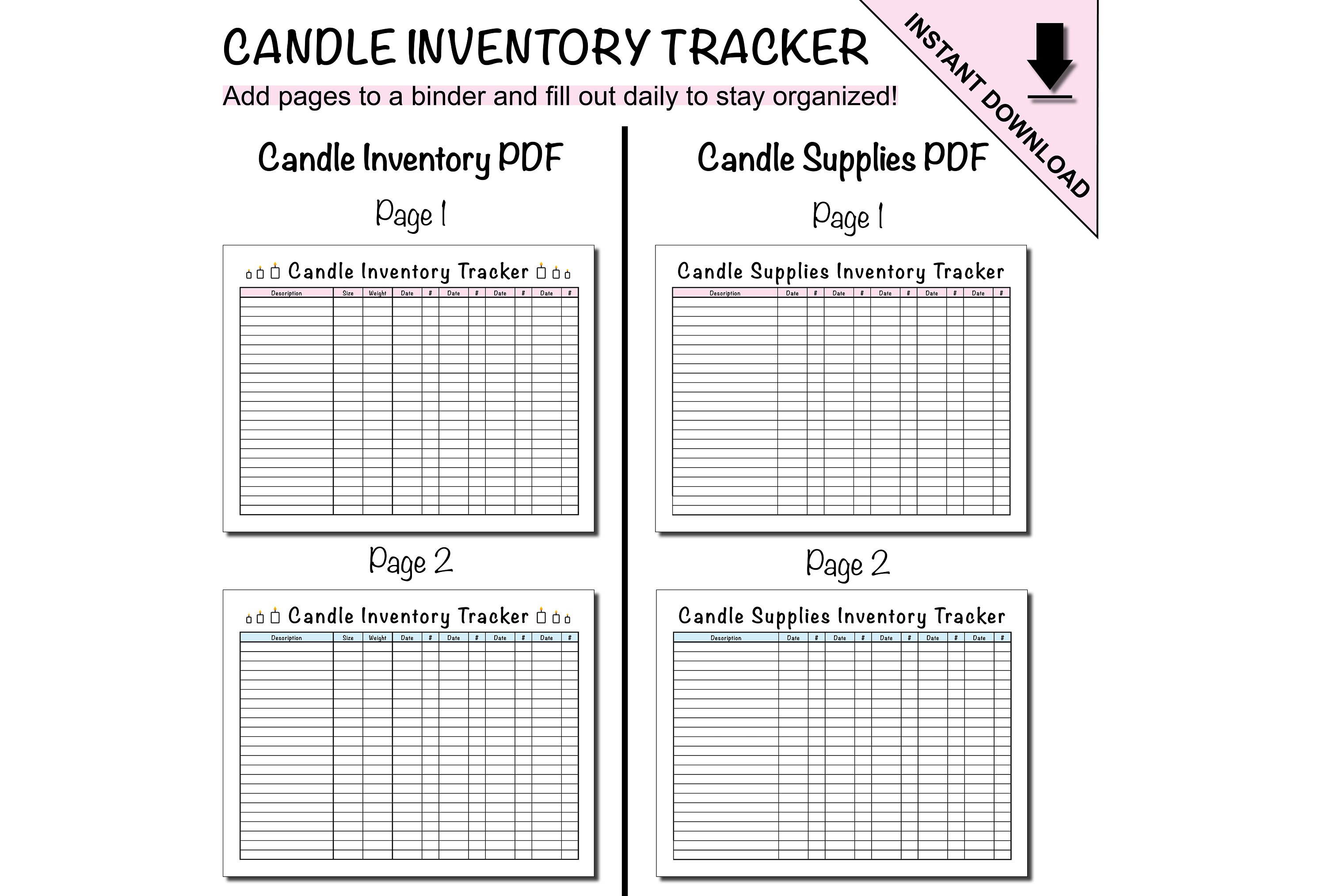 Printable Candle Inventory & Supplies Tracker for Small Candle ...