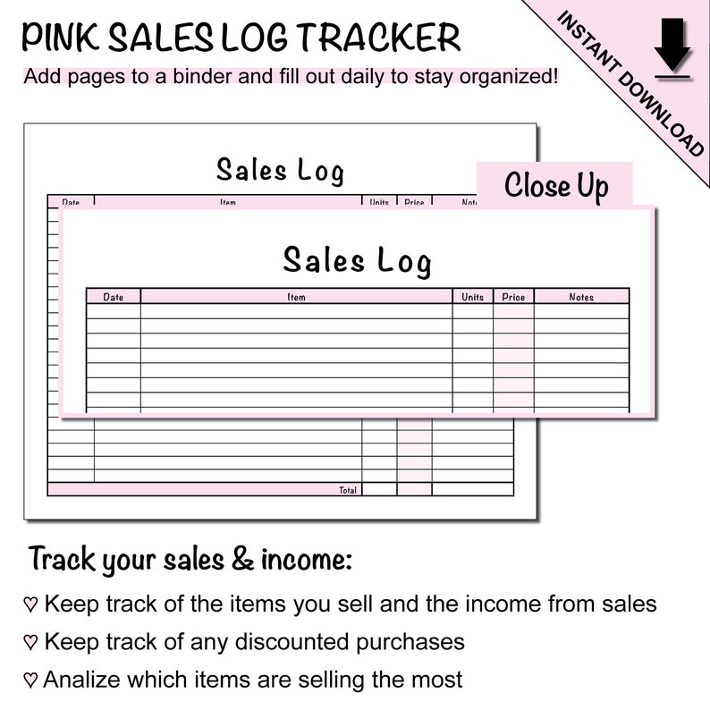 Printable Sales Log Tracker Sheet for Small Businesses - Etsy