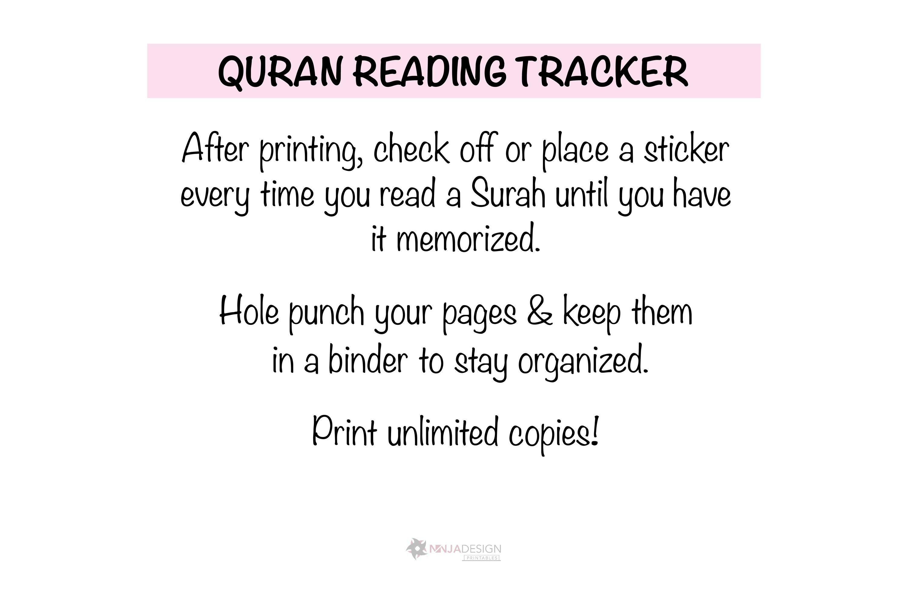 Printable Quran Reading and Memorization Tracker for Kids & Adults ...