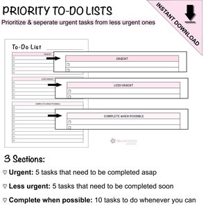 Printable Priority to Do List With Checkboxes | Priority List Based on Urgency - Etsy
