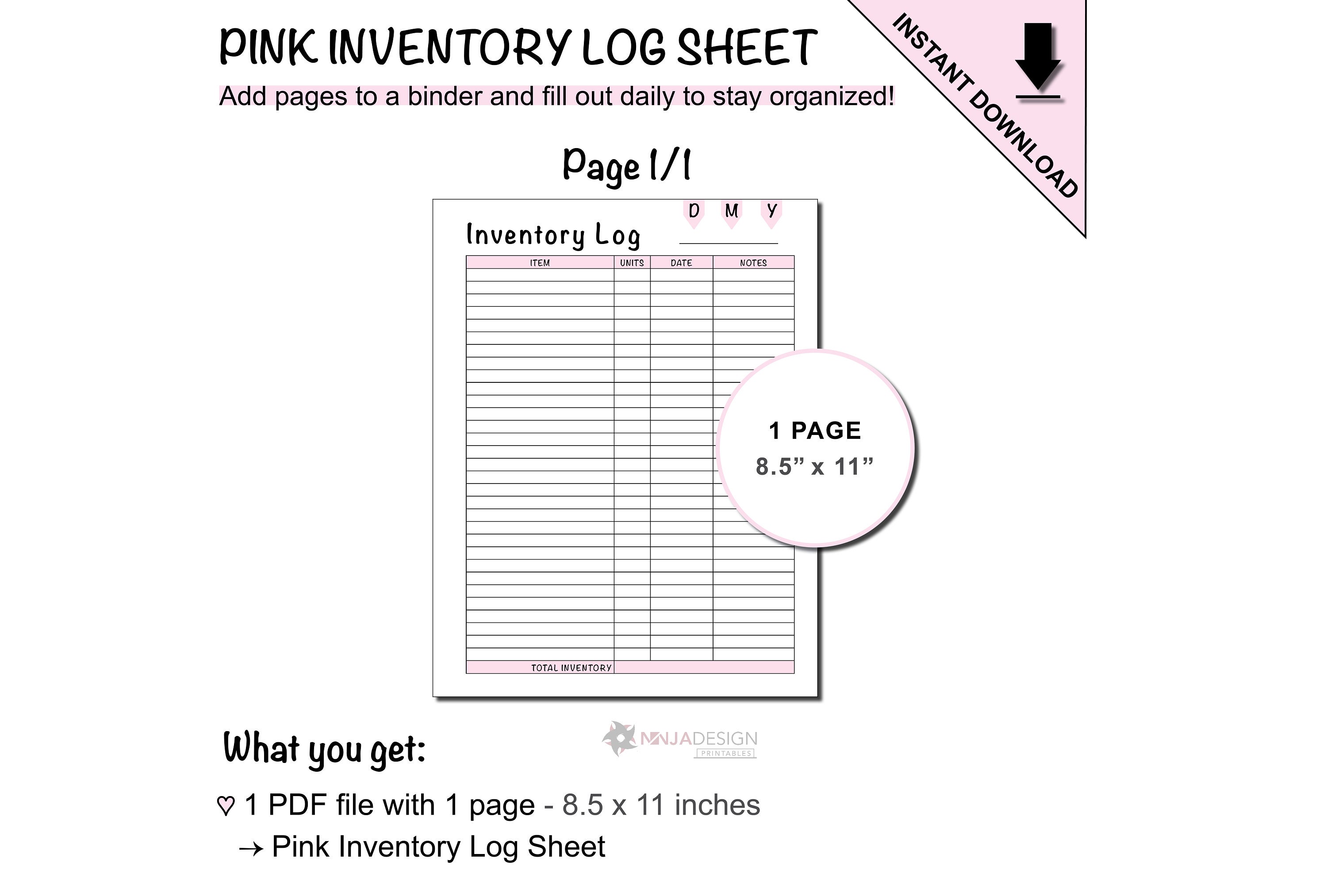 Printable Inventory Log Sheet for Small Businesses - Etsy