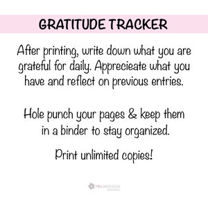 Printable Gratitude Tracker Sheets | Daily Gratitude Journal Log - Etsy