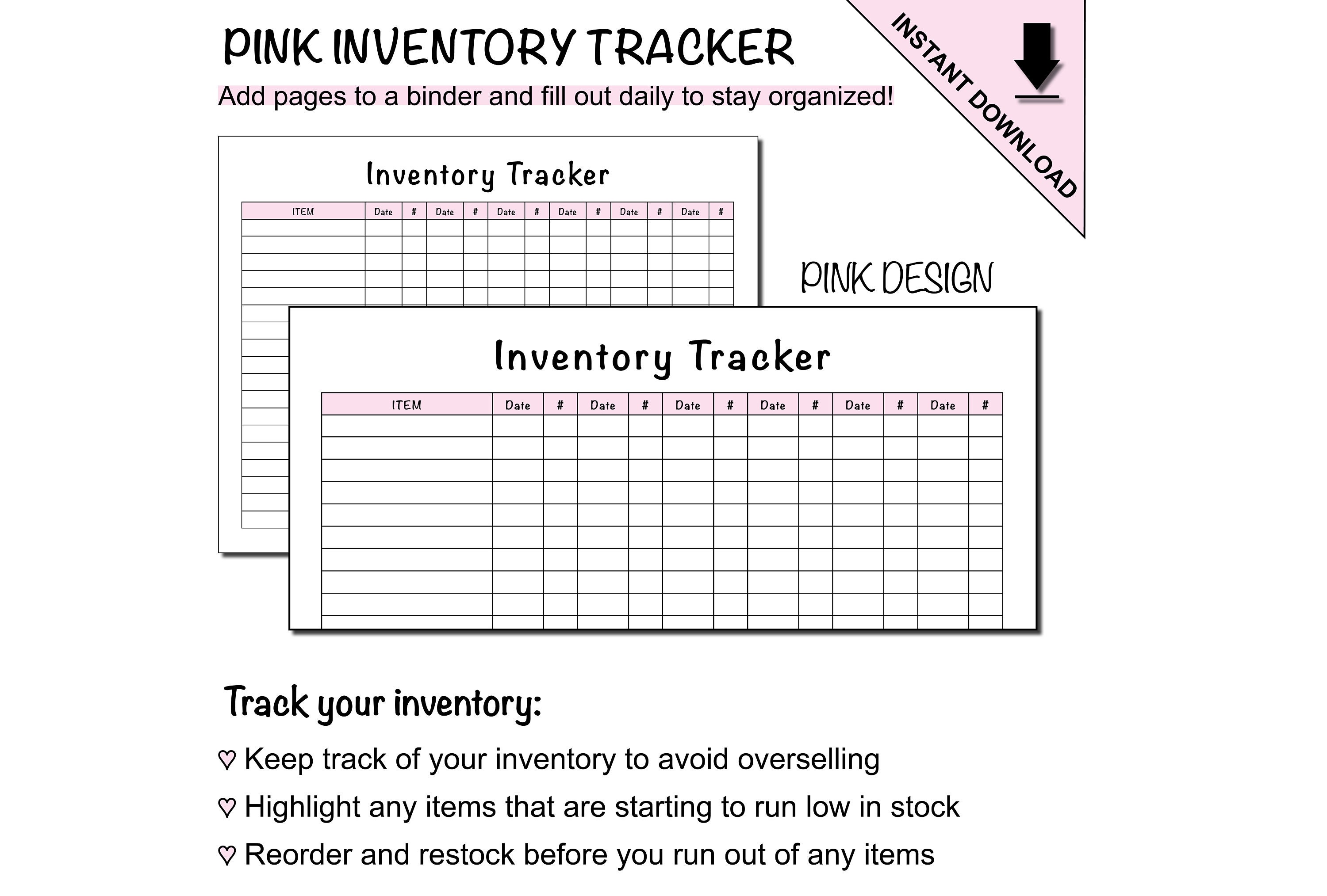 Printable Inventory Tracker Sheets for Business | Landscape Inventory ...
