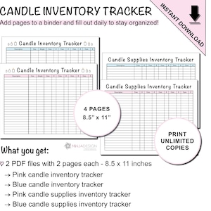 Printable Candle Inventory & Supplies Tracker for Small Candle ...