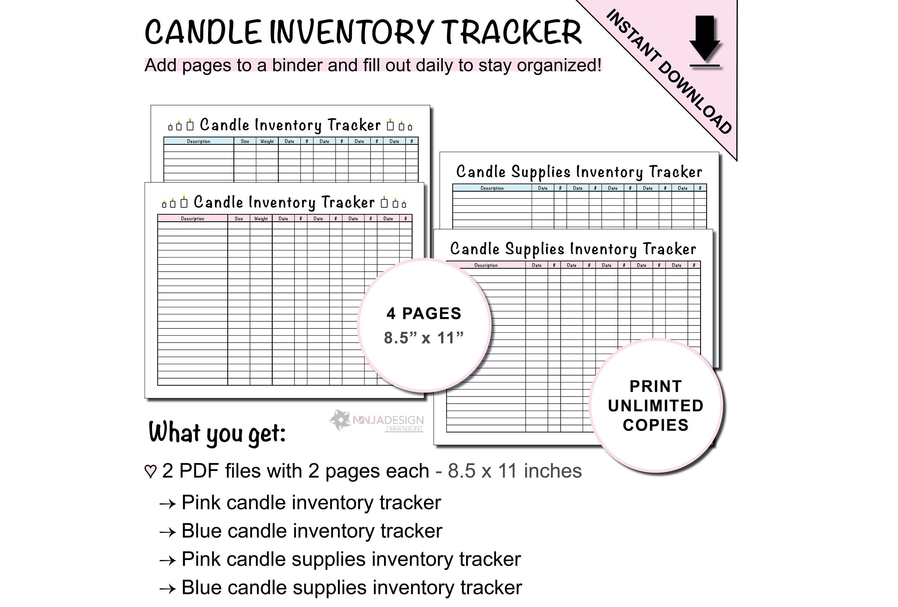 Printable Candle Inventory & Supplies Tracker for Small Candle ...