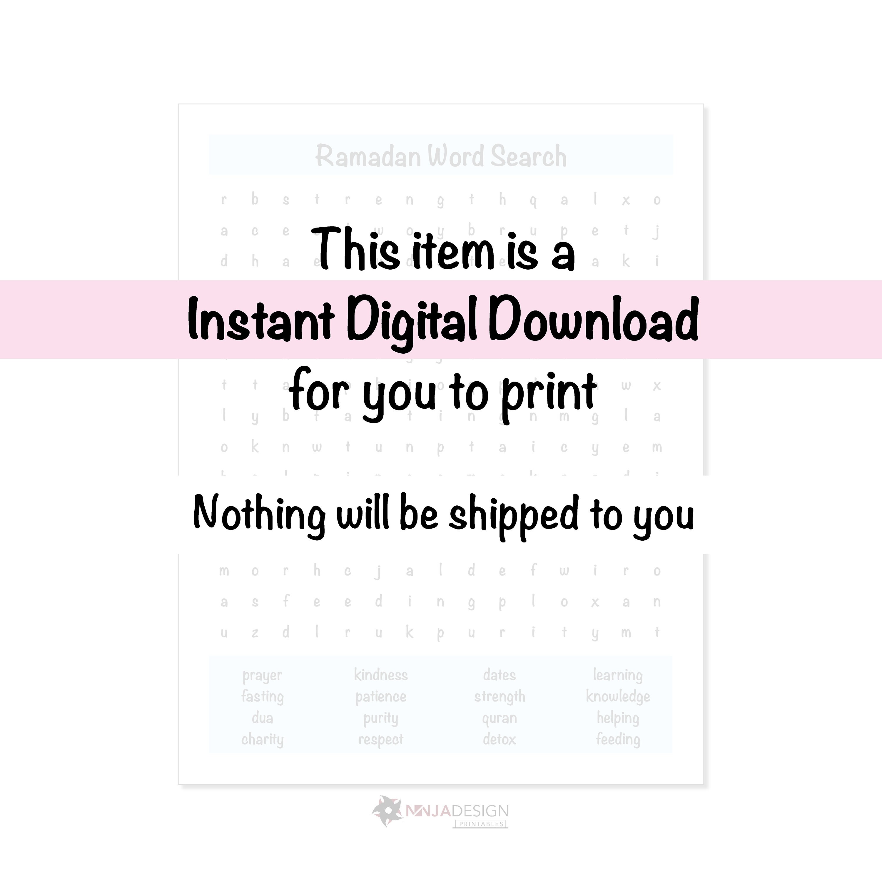 Printable Ramadan Word Search Activity for Kids & Adults - Etsy Canada