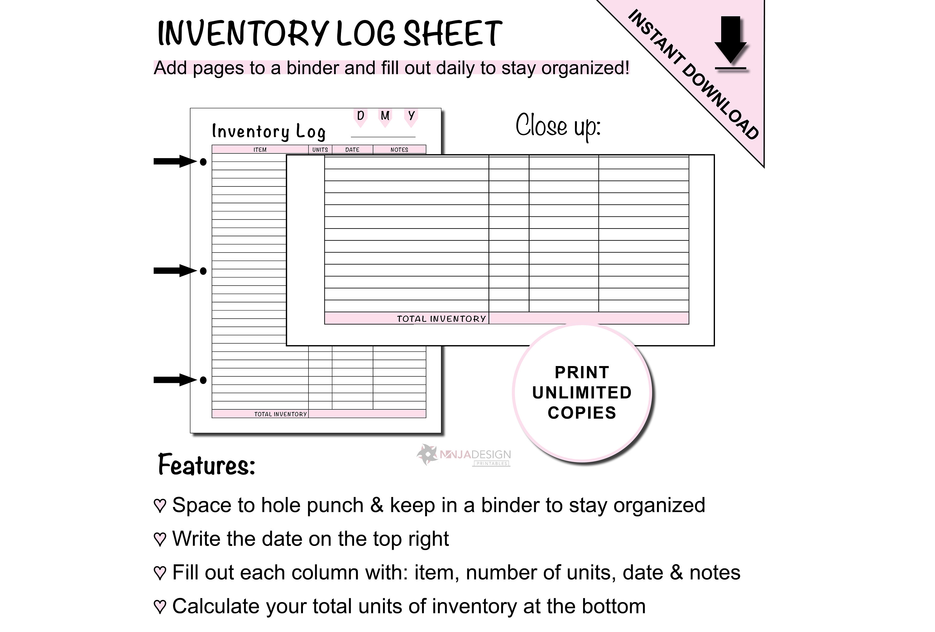 Printable Inventory Log Sheet for Small Businesses - Etsy