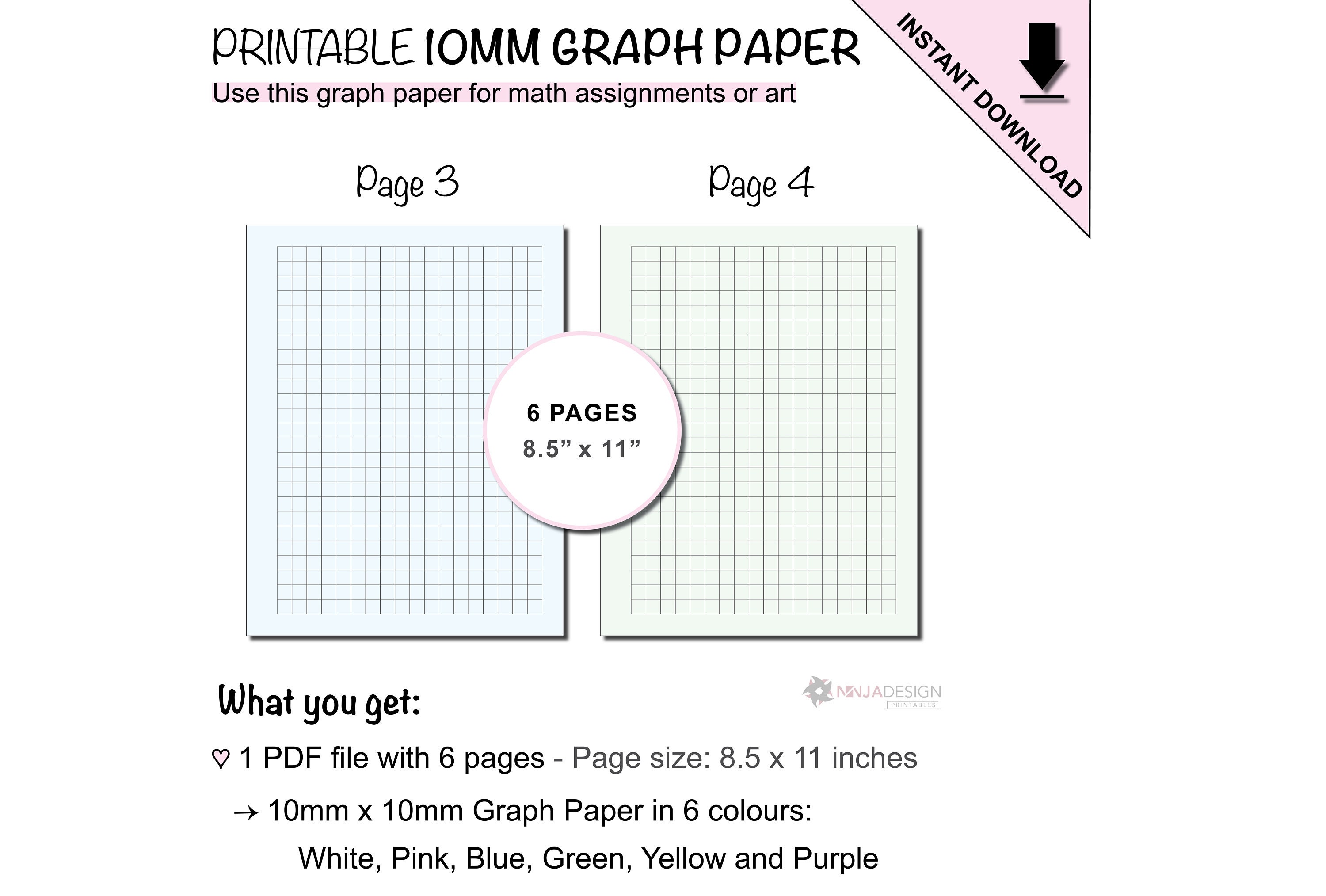Printable Graph Paper With 10mm X 10mm Grid Spacing | 1/4 Inch X 1/4 ...