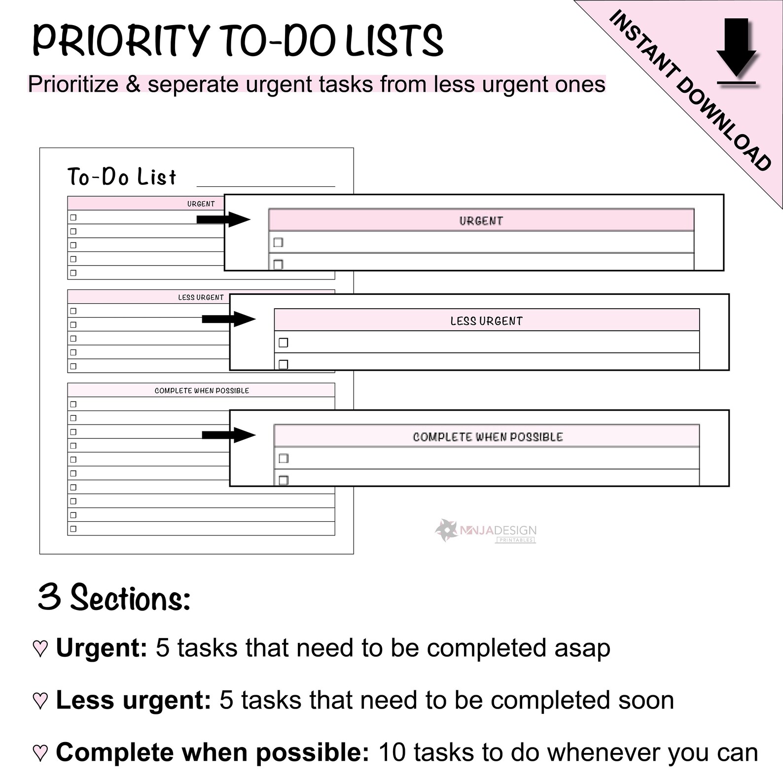 Printable Priority to Do List With Checkboxes | Etsy