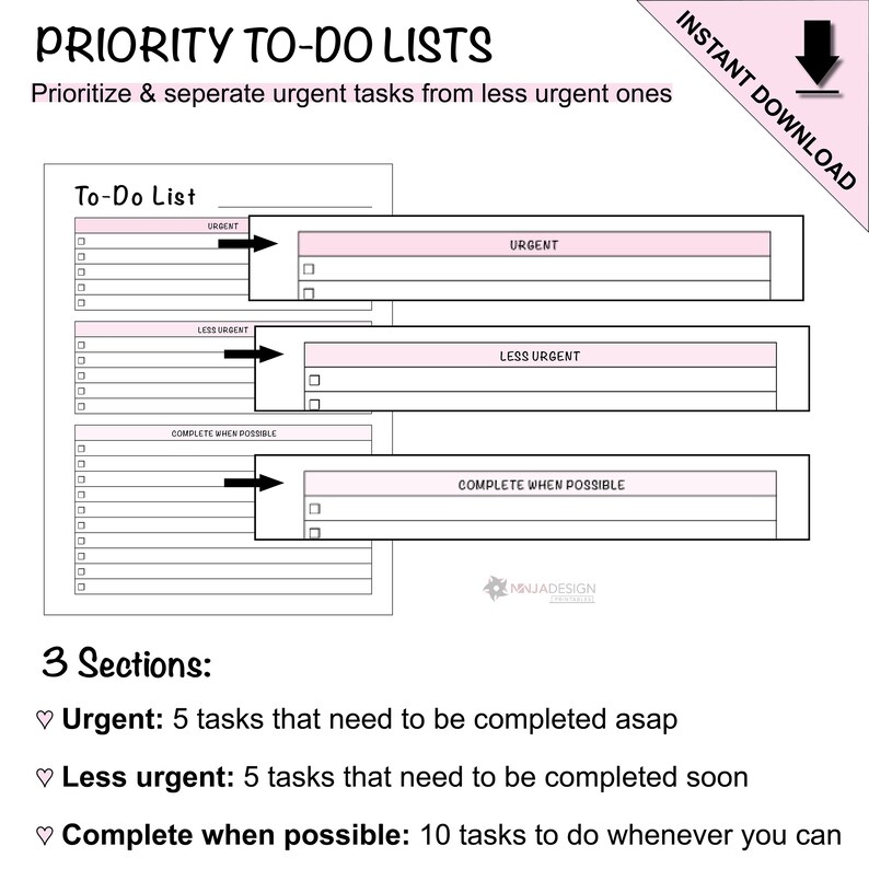 Printable Priority to Do List With Checkboxes | Etsy