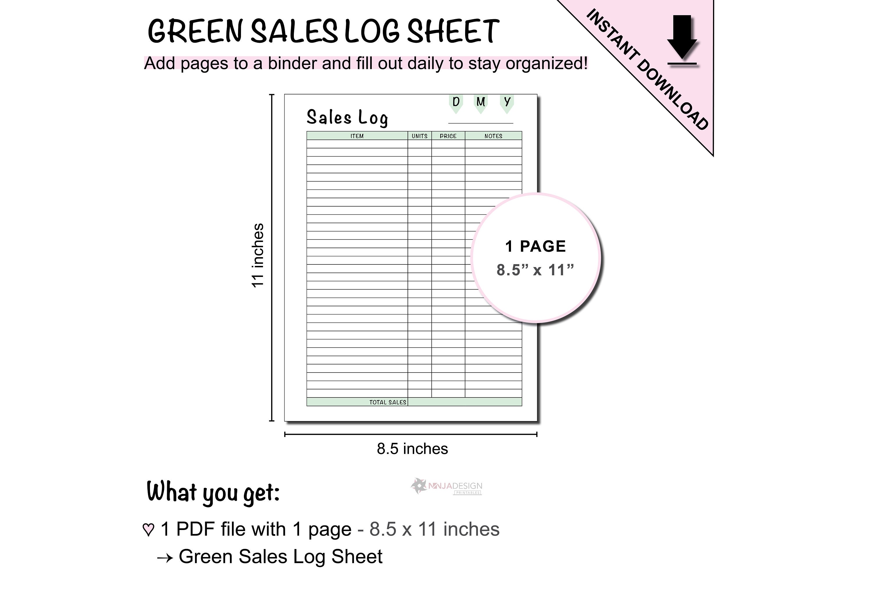 Printable Sales Log Sheet for Small Businesses - Etsy