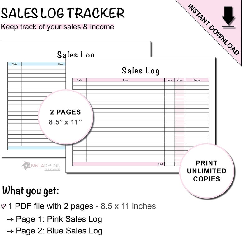Printable Sales Log - Etsy