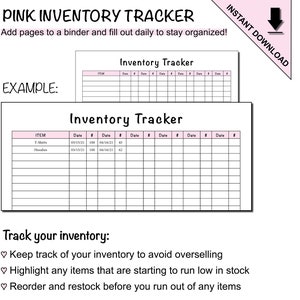 Printable Inventory Tracker Sheets for Business | Landscape Inventory ...
