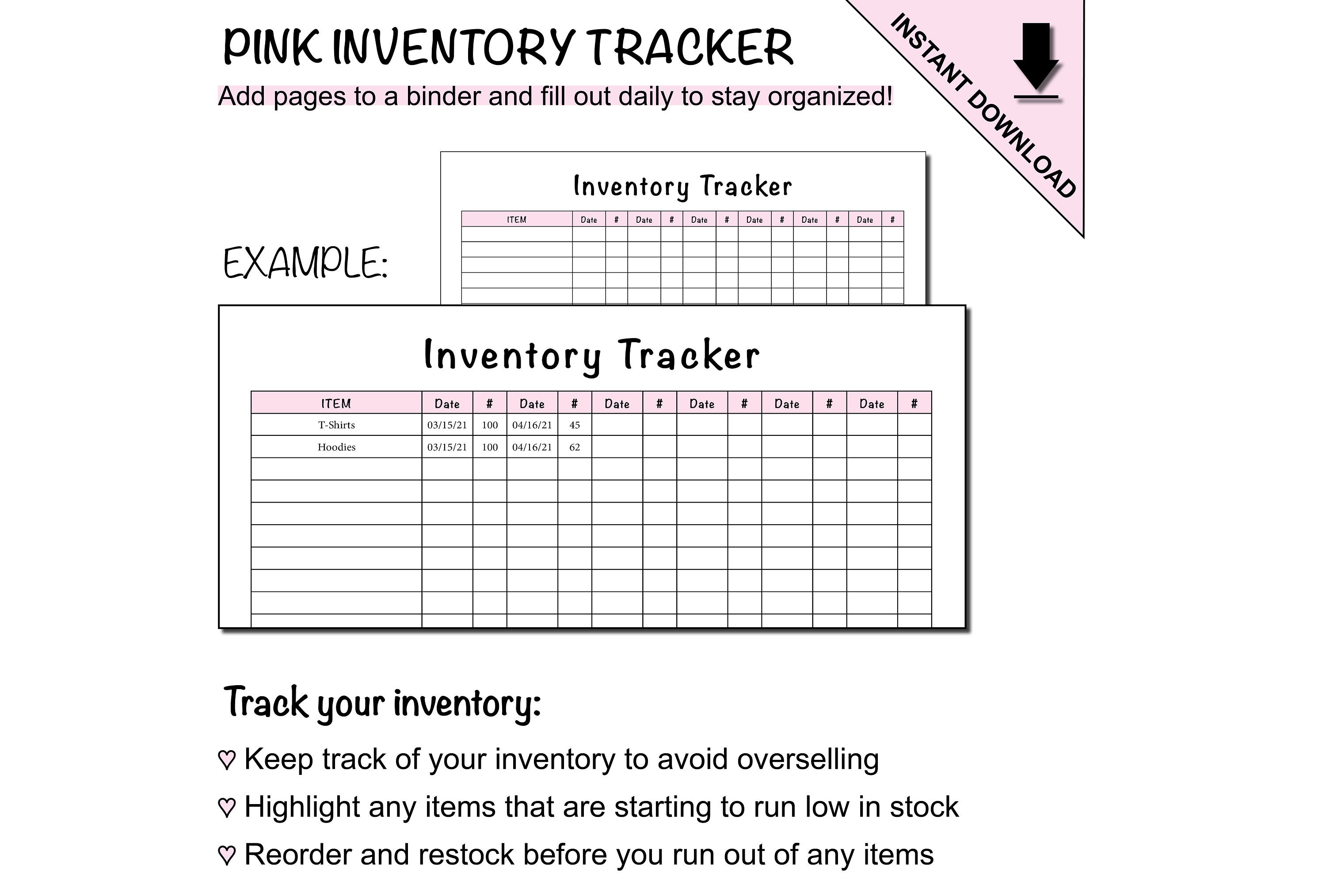 Printable Inventory Tracker Sheets for Business | Landscape Inventory ...