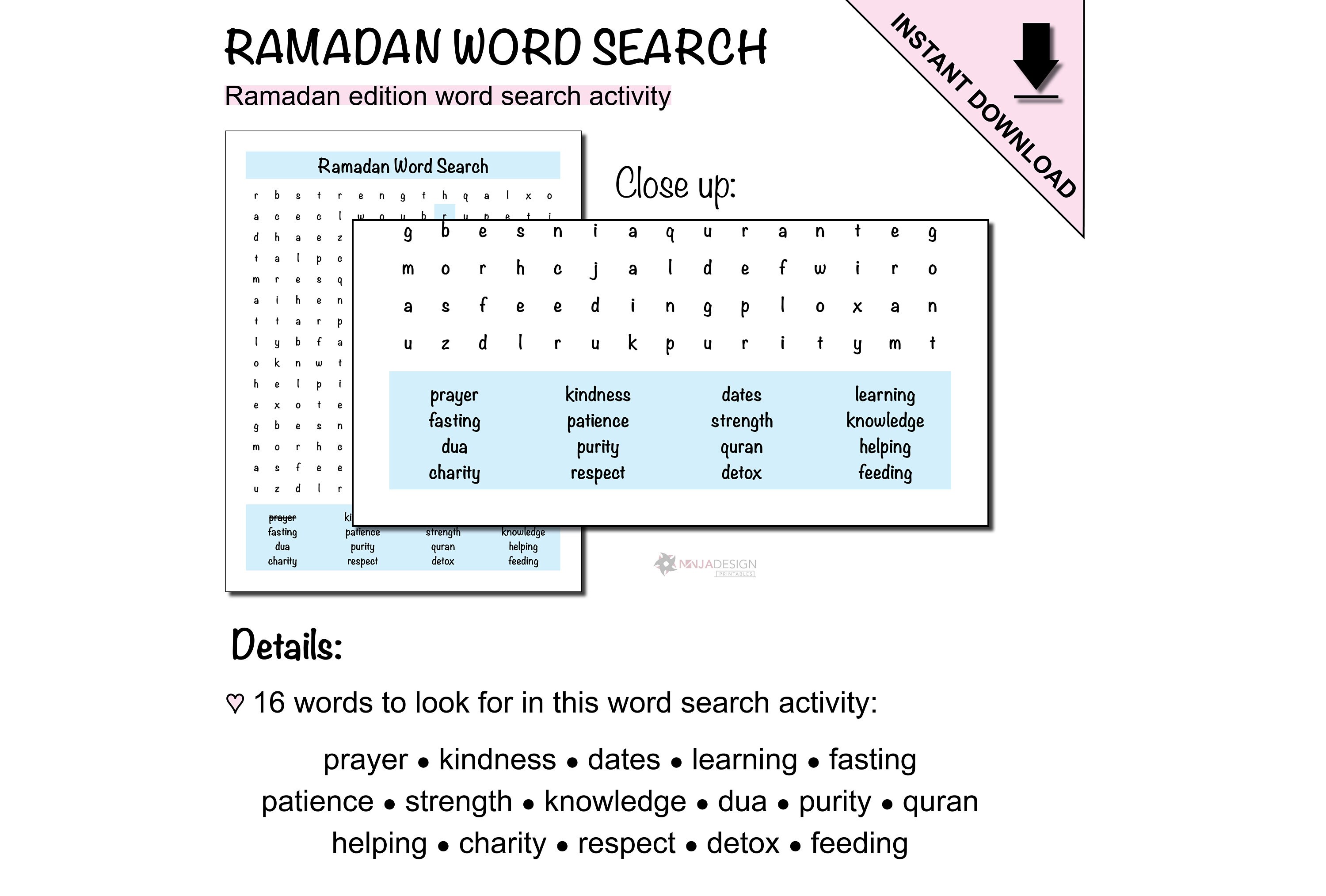Printable Ramadan Word Search Activity for Kids & Adults | Ramadan ...