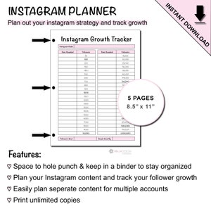 Printable Instagram Content Planner With Instagram Follower - Etsy