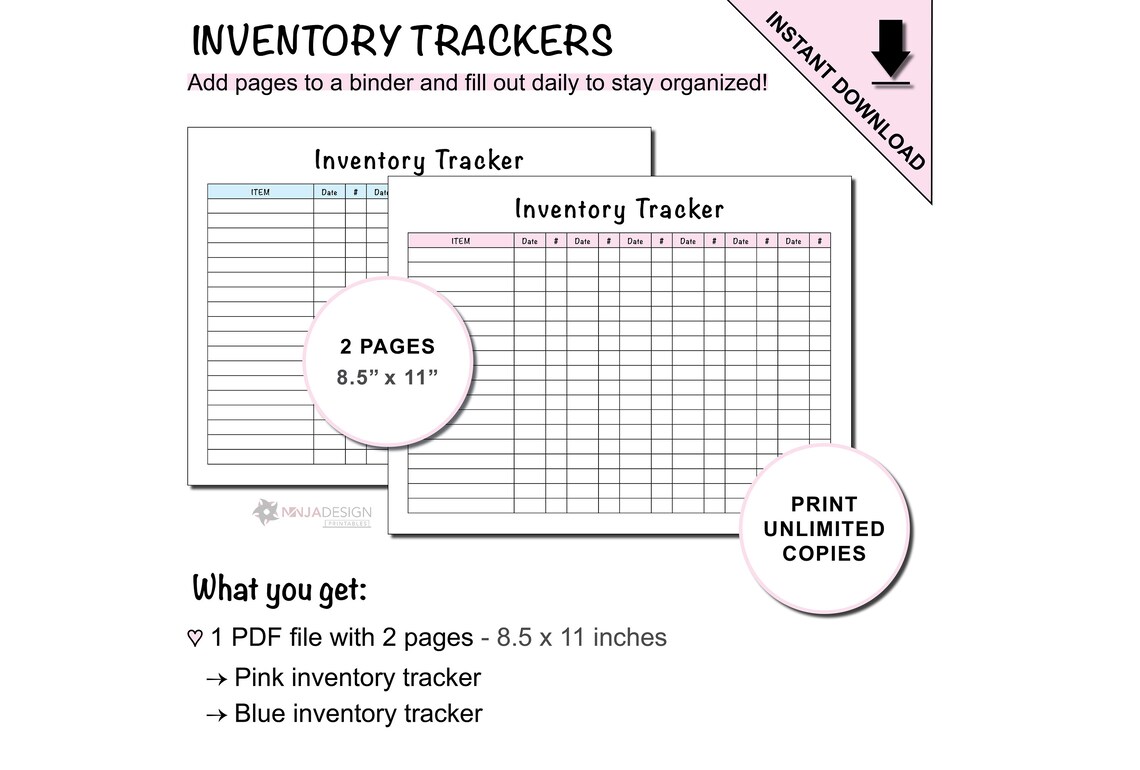 Printable Inventory Tracker Sheets for Business Landscape Inventory ...