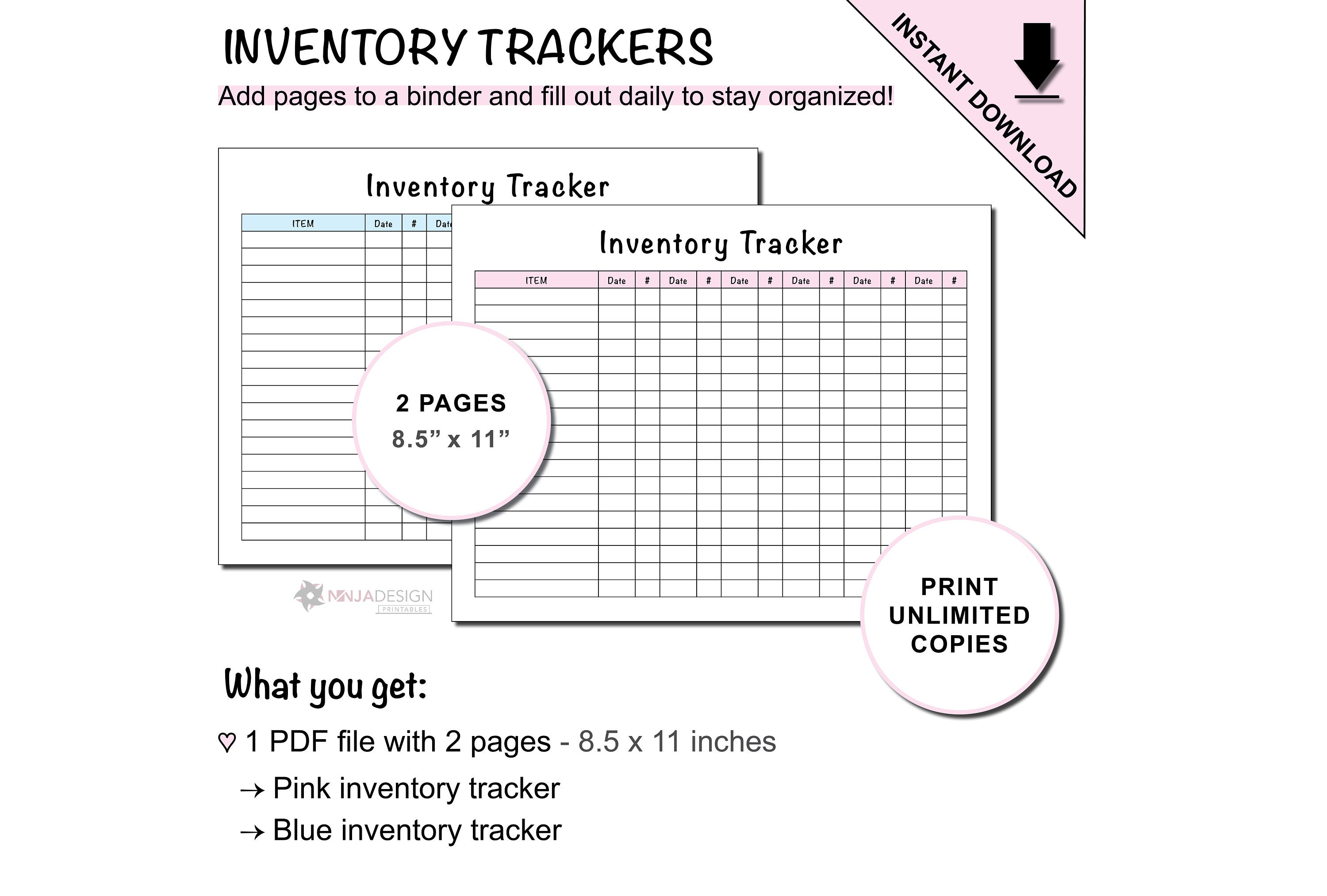 Printable Inventory Tracker Sheets for Business | Landscape Inventory ...