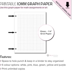 Printable Graph Paper With 10mm X 10mm Grid Spacing | 1/4 Inch X 1/4 ...
