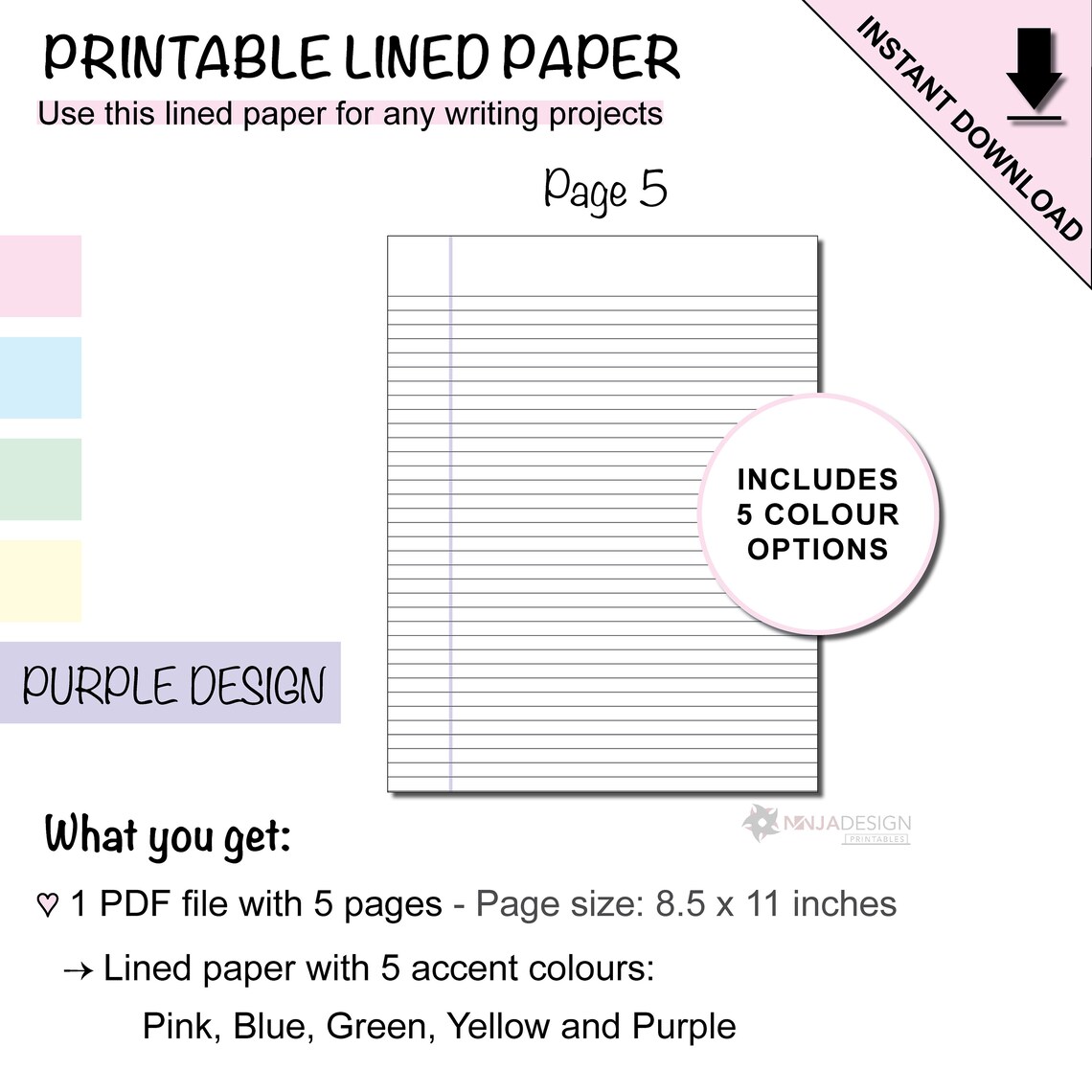 Printable Lined Paper for Writing & Taking Notes - Etsy