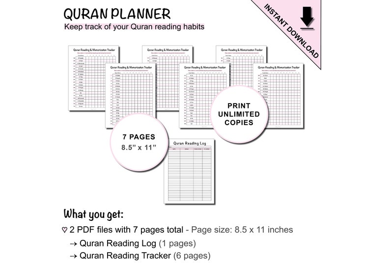 Printable Quran Planner to Track and Log Reading and Memorization of ...