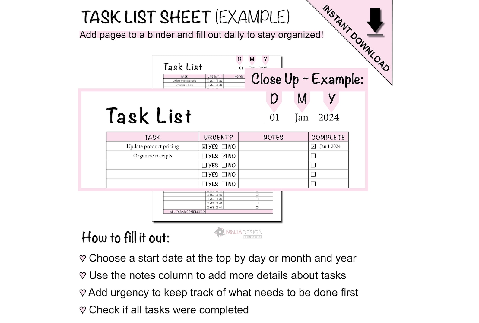 Printable Task List Tracker Sheet for Small Businesses - Etsy