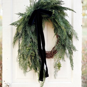 Elegant Cedar Wreath,winter Greenery Wreath,simple Christmas Wreath ...