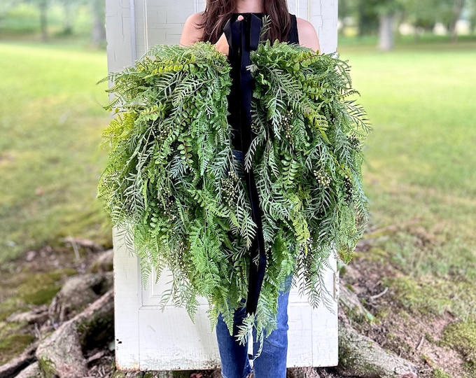 Teardrop Fern Greenery Wreath,unique Year Round Home Decor,neutral ...