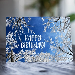 Snowy Branches Winter Happy Birthday Card - Etsy