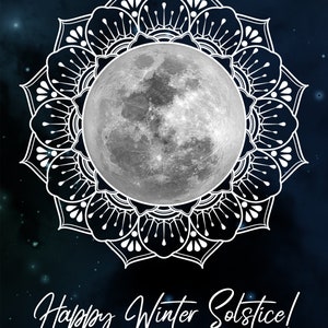 Happy Winter Solstice Full Moon Mandala Card - Etsy