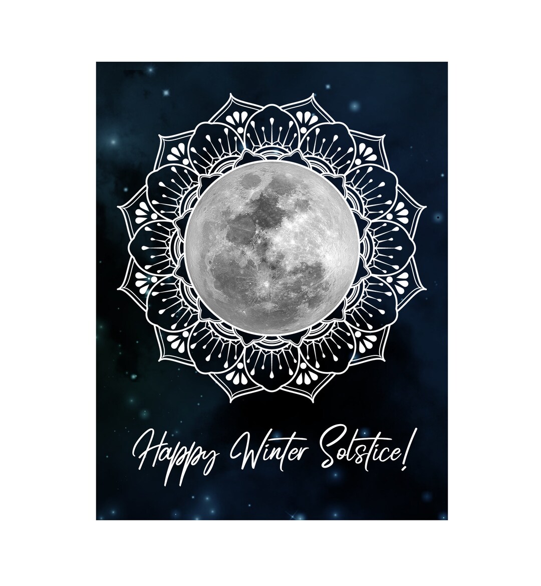 Happy Winter Solstice Full Moon Mandala Card - Etsy