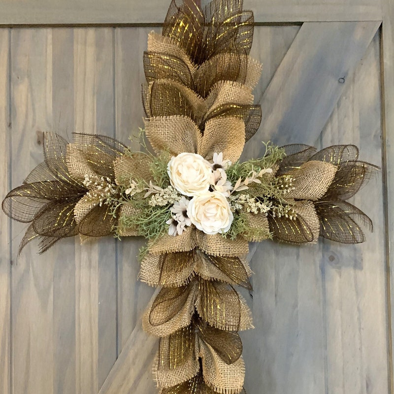 Burlap Cross Wreath - Etsy