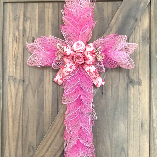 Breast Cancer Ribbon With Cross - Etsy