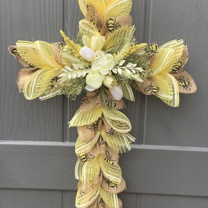 Cross Wreath, Easter Wreath, Spring/summer Wreath, Front Door Decor ...
