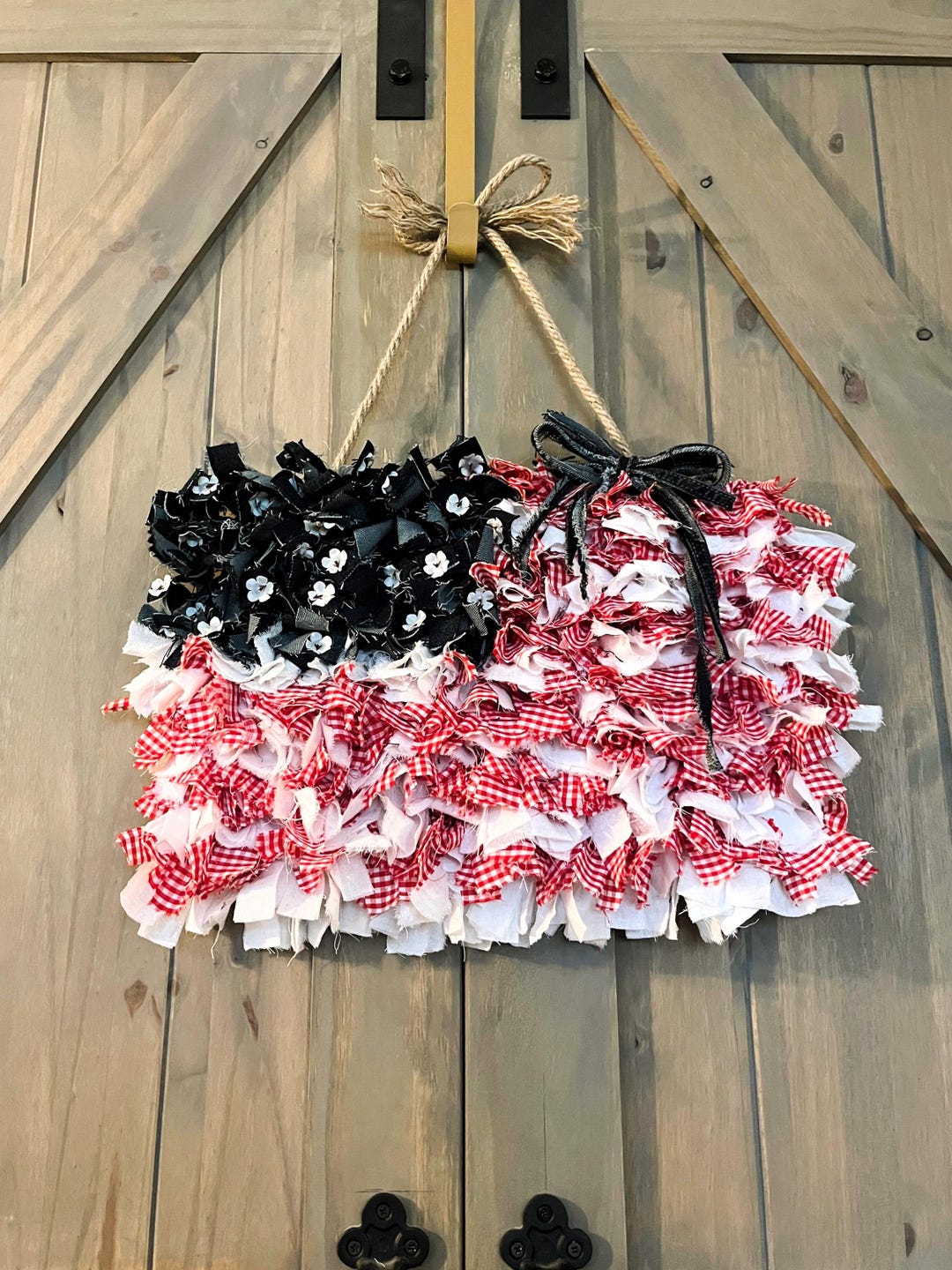 Shabby Chic Flag, Boho Flag, American Flag, Rag Flag, USA, Patriotic ...