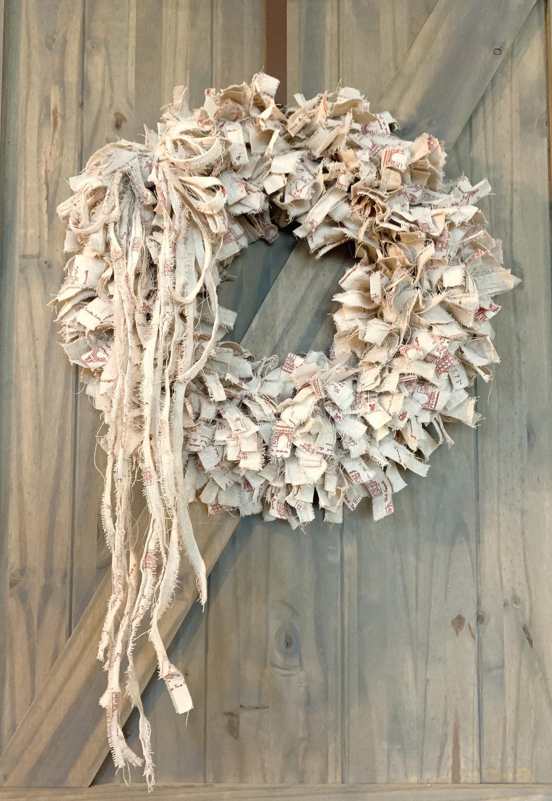 Tea Stained Rag Wreath: French Country Farmhouse Decor - Etsy
