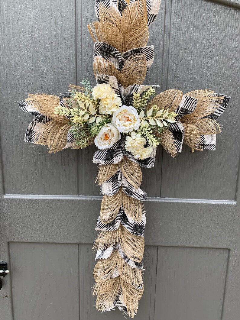 Cross Wreath, Easter Wreath, Spring/summer Wreath, Front Door, Rugged ...