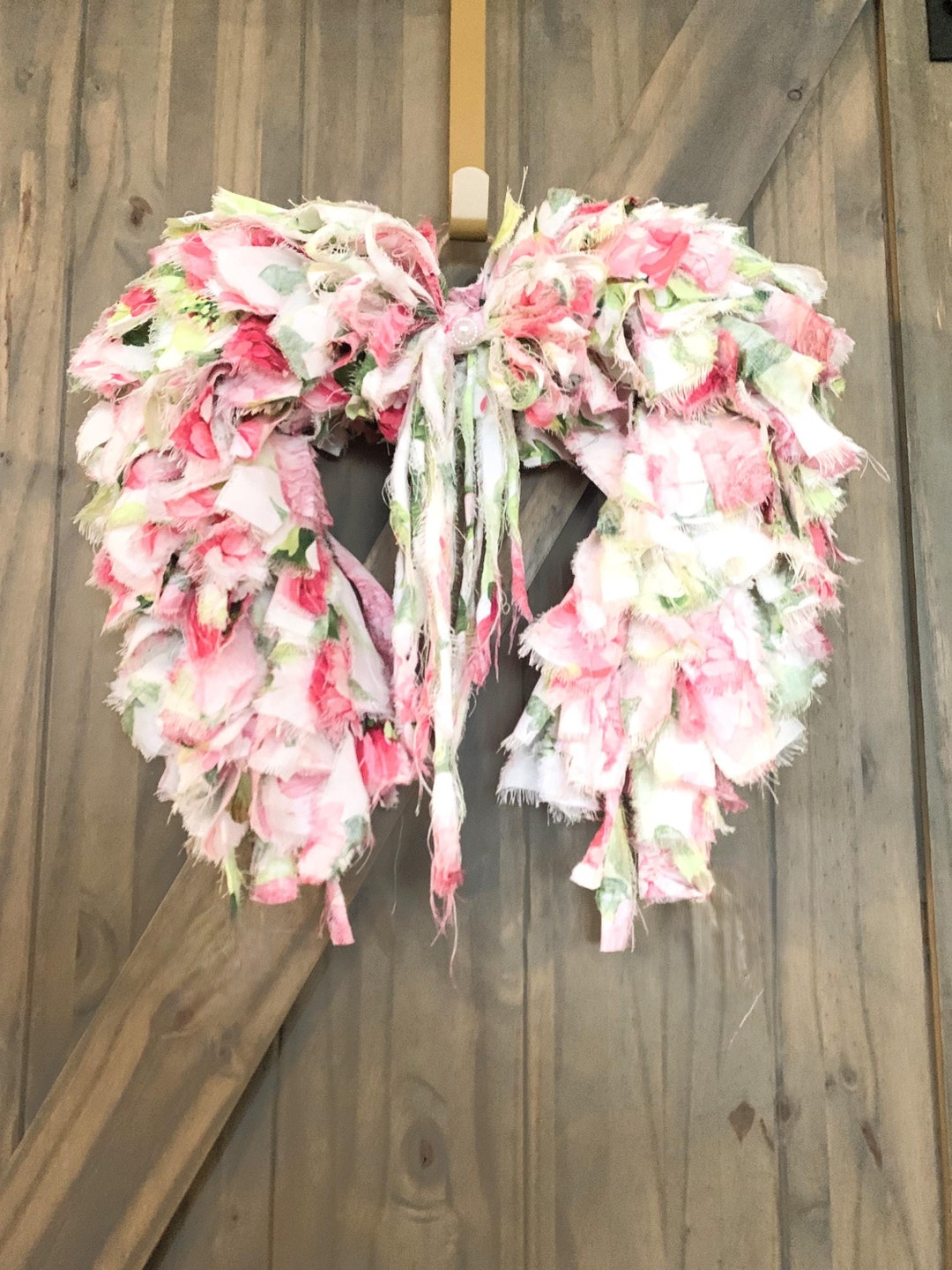 Handmade Angel Wings Rag Wreath: Shabby Chic Nursery Decor - Etsy