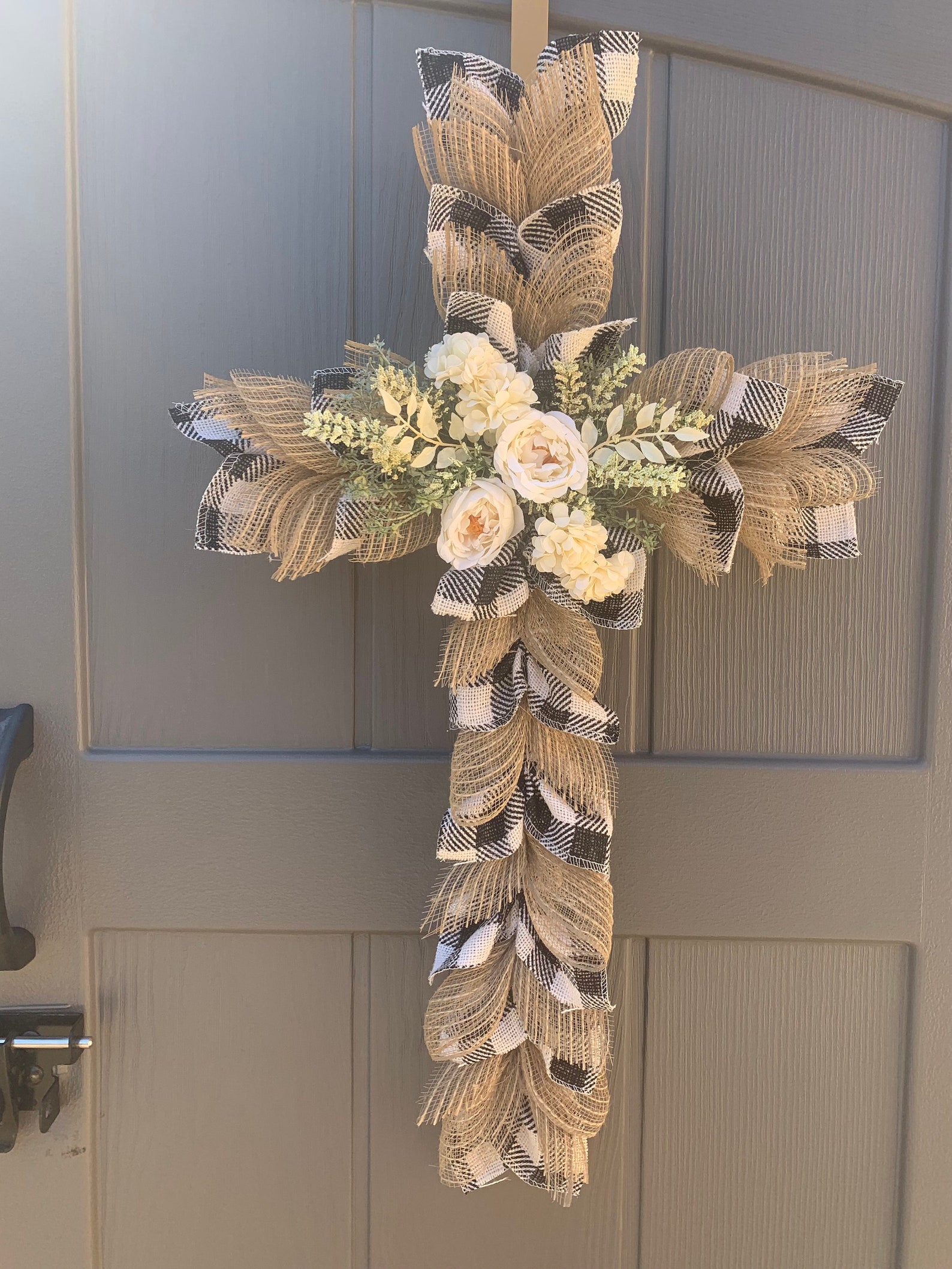 Cross Wreath, Easter Wreath, Spring/summer Wreath, Front Door, Rugged ...