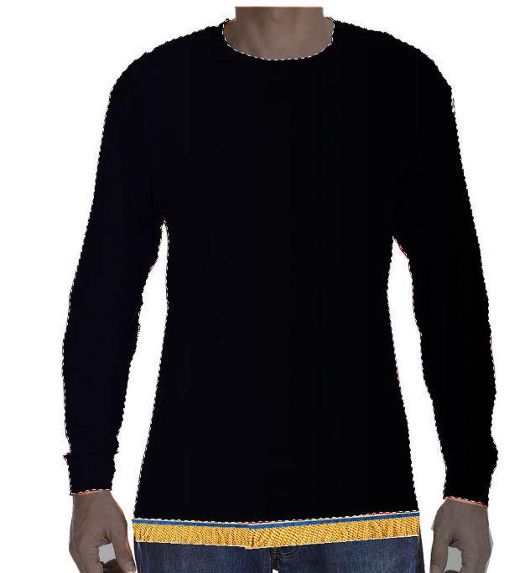 Hebrew Israelite Black T-shirts Long Sleeve With Gold Fringes, Blue ...