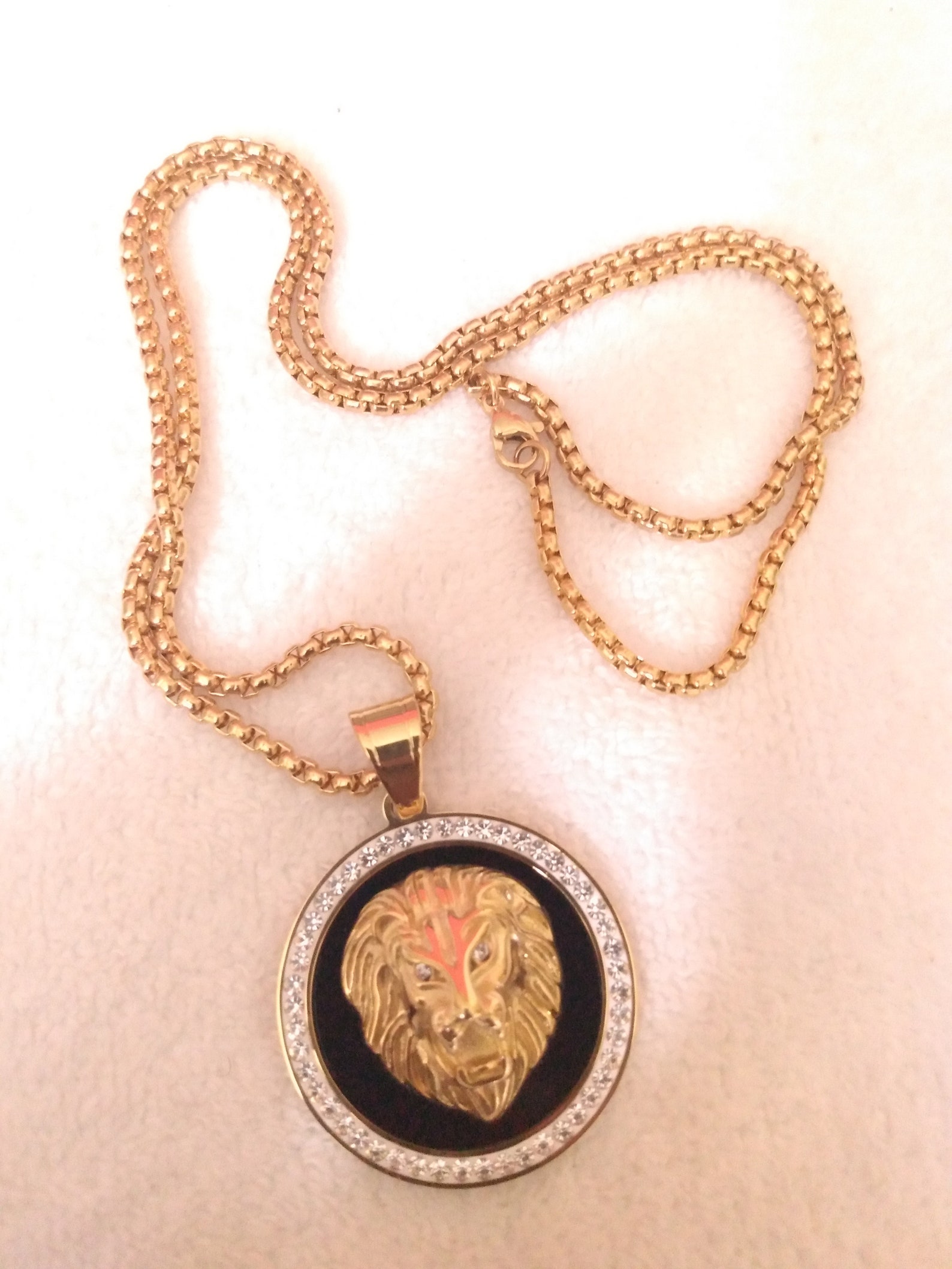 Stainless Steel Lion Diamond Chain Face Men Lion Necklace Gold - Etsy