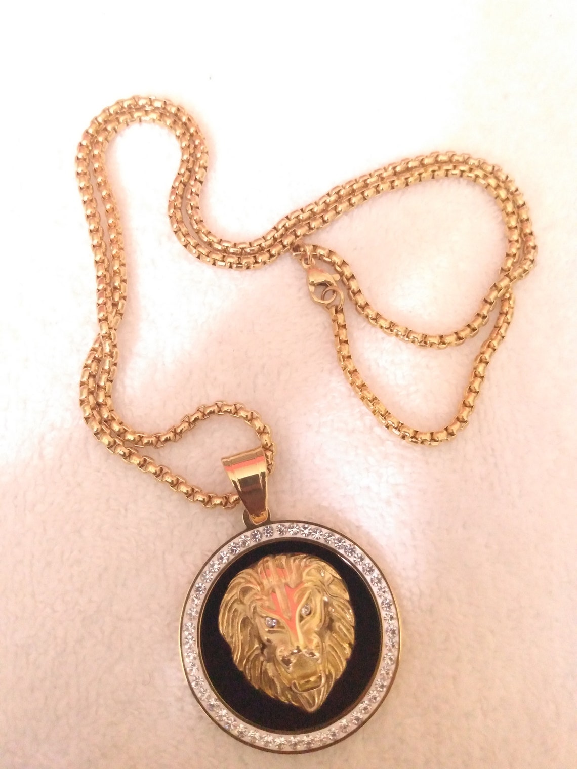 Stainless Steel Lion Diamond Chain Face Men Lion Necklace Gold - Etsy