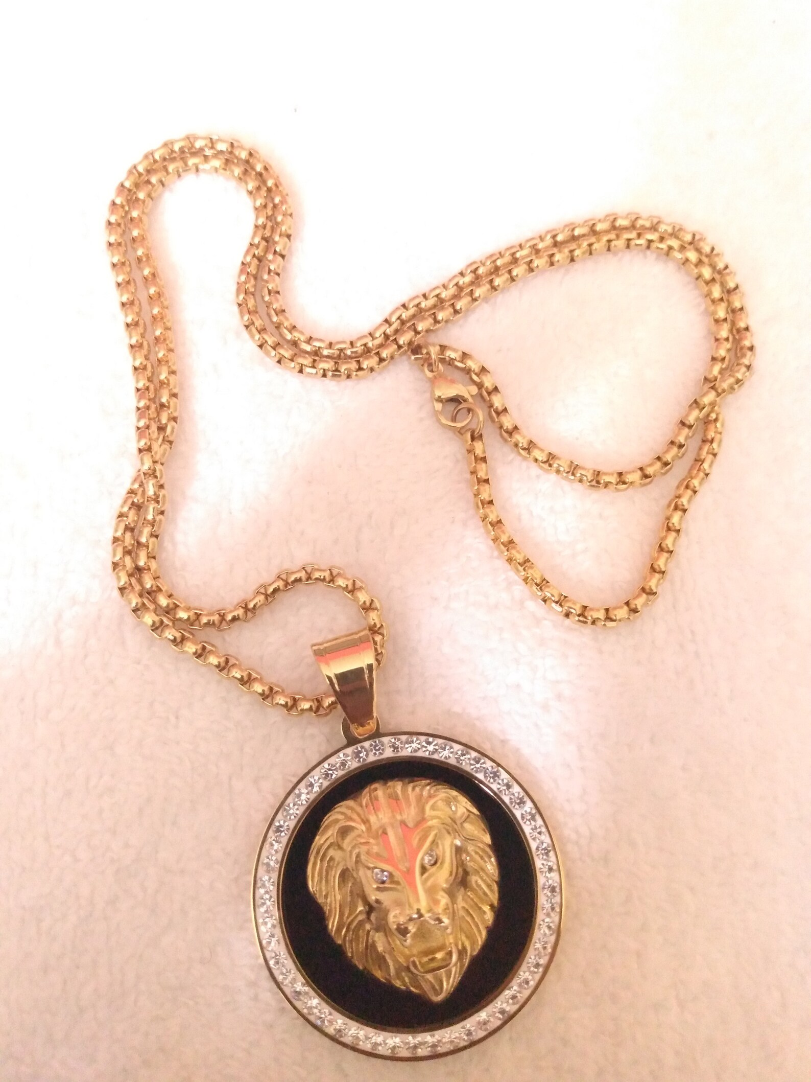 Stainless Steel Lion Diamond Chain Face Men Lion Necklace Gold - Etsy